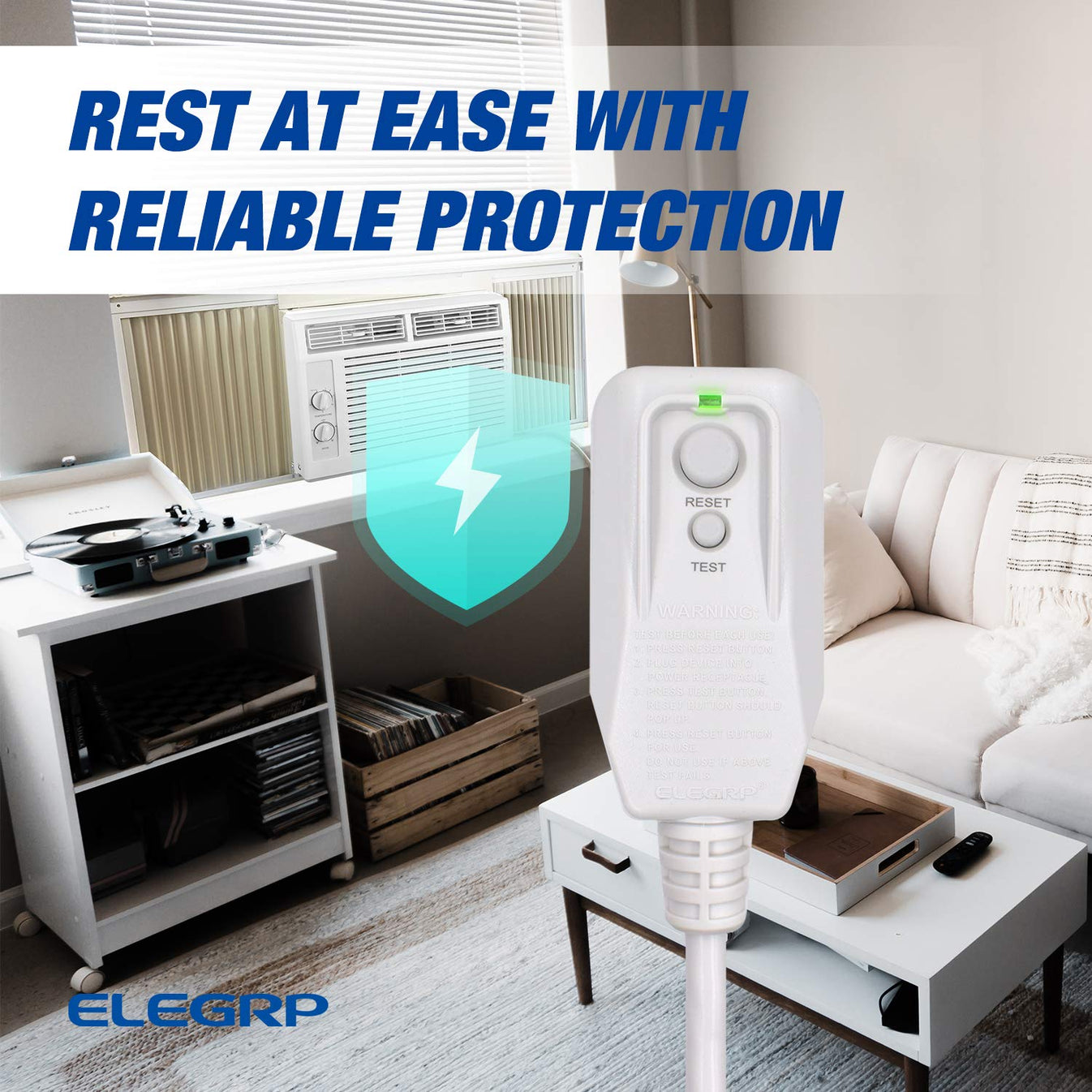 ELEGRP 120V 13A LCDI AC Power Cord - 7.5FT, UL Certified